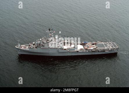 An overhead view of the miscellaneous flagship USS LA SALLE (AGF-3 ...