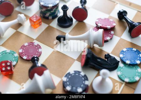 Gamepad, laying cards with the chips on the table Stock Photo - Alamy