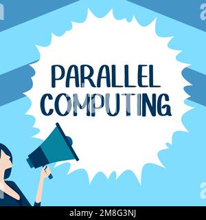 Text caption presenting Parallel Computing, Internet Concept simultaneous calculation by means ...