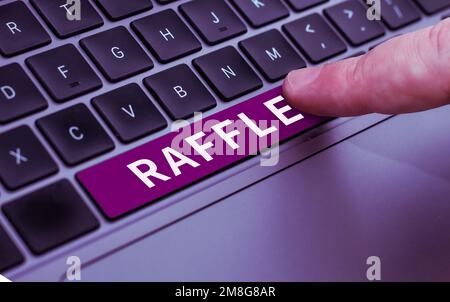Conceptual caption Raffle. Concept meaning means of raising money by ...