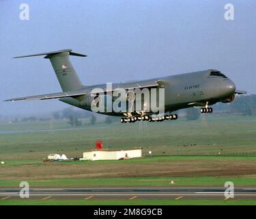 A right side view of a 75th Airlift Squadron (75th AS) C-5B Galaxy ...