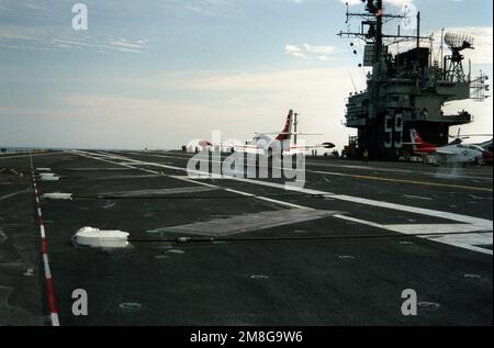 A Training Squadron 19 (VT-19) T-2C Buckeye aircraft is launched from ...