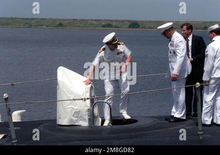 CAPT Donald G. McDermott, commanding officer, gold crew, prepares to ...
