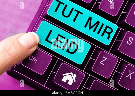 Sign displaying Tut Mir Leid. Business overview asking forgiveness for ...