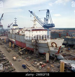 A port bow view of the Military Sealift Command's Antarctic research ...