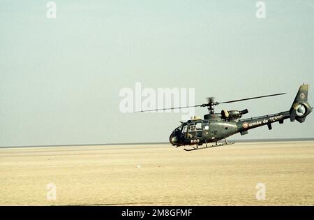 French Aérospatiale SA-342 Gazelle helicopter firing a missile Stock ...