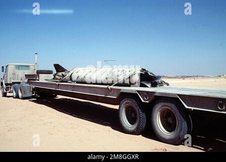 The remains of a Scud missile, shot down by an MIM-104 Patriot tactical ...