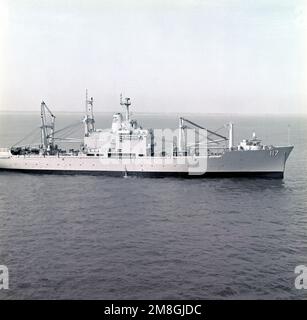 A starboard view of the amphibious cargo ship USS EL PASO (LKA-117) at ...
