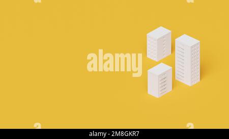 Primitive 3d illustration of multi-storey apartment blocks in isolated ...