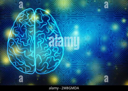 Human brain 2d illustration, Digital illustration of Human brain ...