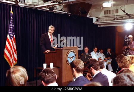 Acting Secretary of the Navy Sean O'Keefe speaks with members of the ...