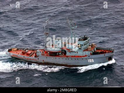 Starboard beam view of a Russian Maritime Border Guard Sorum class tug ...