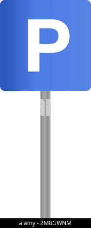 Parking lot sign and pole silhouette icon. Parking lot. Editable vector ...