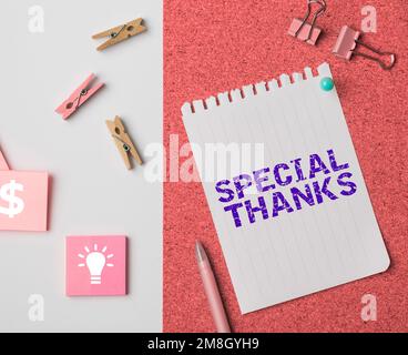 Conceptual display Special Thanks, Word Written on expression of appreciation or gratitude or an ...