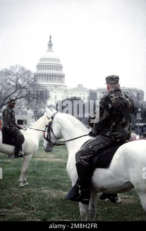 Practice Inaugural Parade. 10 January 1993, US Army Herald Trumpeters ...