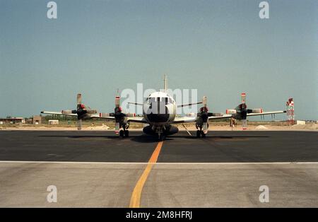 An air-to-air front view of an EP-3E Orion aircraft from Fleet Air ...