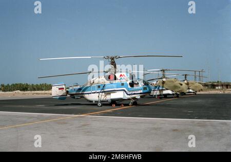 View of a Russian Ka 32T helicopter during a flight demonstration of ...
