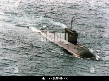 Aerial port bow view of the Russian Northern Fleet Krivak II class ...