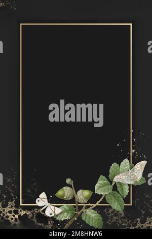 Rectangle gold frame with foliage pattern background vector Stock Vector Image & Art - Alamy