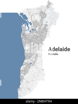 Detailed map of Adelaide city administrative area. Royalty free vector ...