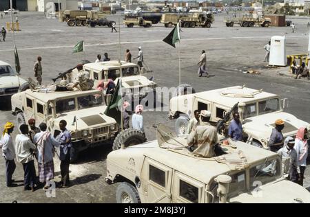 Saudi Arabian High-Mobility Multipurpose Wheeled Vehicles (HMMWV) with ...