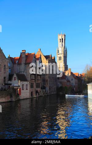 River Dijver and the Belfort, Rozenhoedkaai area, Bruges City, West ...