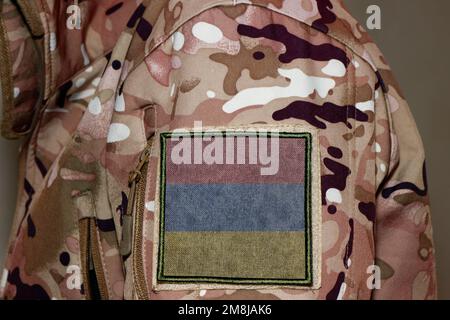 Artsakh Soldier. Soldier with flag Artsakh, Artsakh flag on a military ...