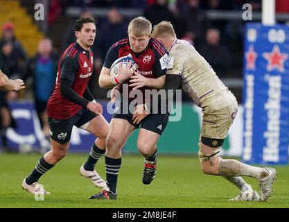 Northampton Saints' David Ribbans (centre) celebrates scoring his side ...