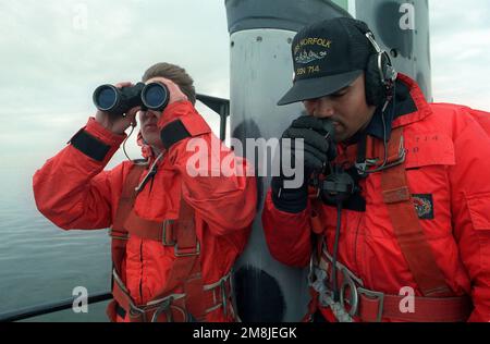 SEAMAN (SN) Chad Plambeck stands lookout duty aboard the nuclear ...
