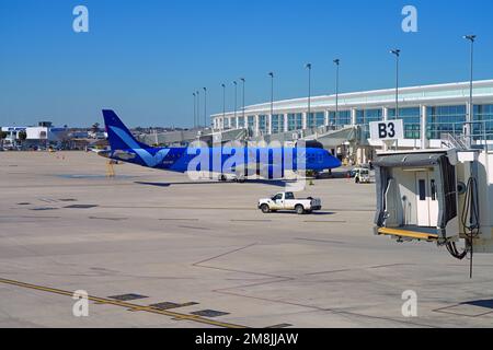 NEW ORLEANS, LA -8 JAN 2023- View of an airplane from Southwest ...