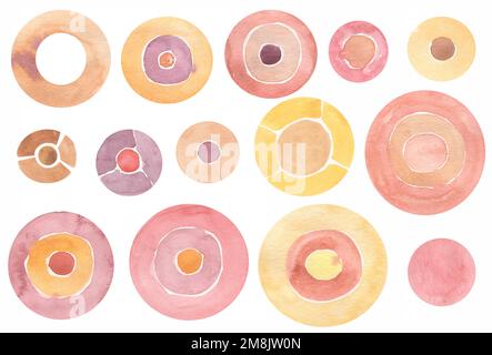 Watercolor abstract geometric shapes set, Abstract elements. orange ...