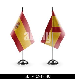 Small national flags of the Spain on a white background Stock Photo - Alamy