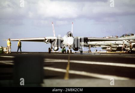 F-14 Tomcat catapult launch off of the USS Constellation aircraft ...