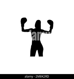 Woman kickboxer icon. Simple style woman kickboxing tournament poster ...