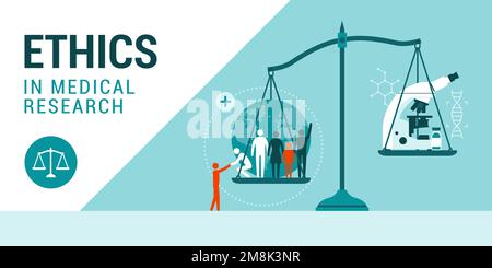 Ethics in medical research: weight scale with microscope on one side ...