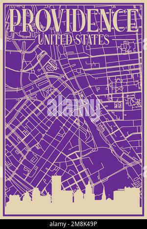 United States, Providence line cityscape, flat vector. Travel city ...