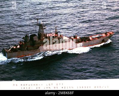 Aerial starboard side view of the Russian Navy Pacific Fleet Udaloy ...