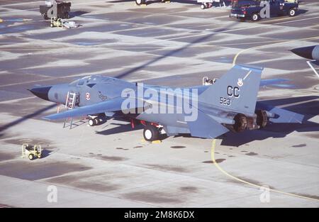 An F-111 from the 523rd Fighter Squadron, 27th Fighter Wing, Cannon Air ...