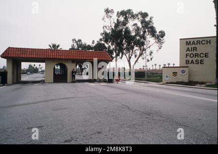 A medium-range view of the main gate. Base: March Air Force Base State ...