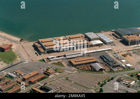 An aerial view of the Naval Air Rework Facility, the Naval Operating ...