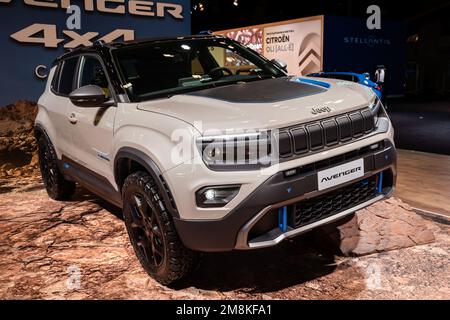 Jeep Avenger 4x4 full-electric SUV car at the Brussels Autosalon ...