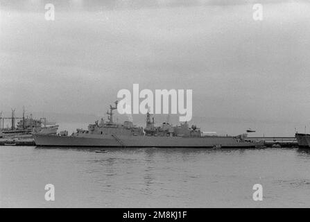 A port side view of the Chilean destroyer Almirante Williams (D-19 ...