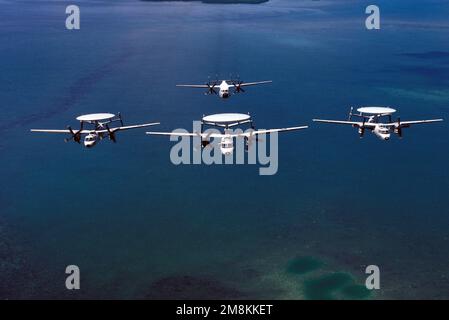 Aerial view of three E-2C Hawkeye aircraft of Carrier Airborne Early ...