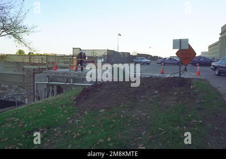 Renovation of the Pentagon building. Construction site. Basement floor ...