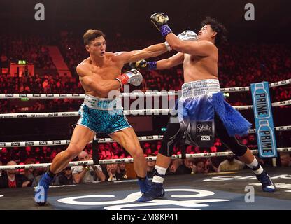 Salt Papi (left) and Josh Brueckner during the weigh-in at BOXPARK ...