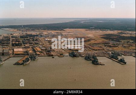 An aerial view of a section of the Naval Station, looking north ...