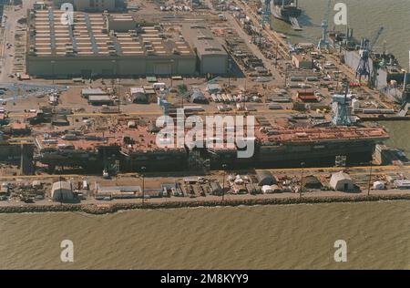 Aerial starboard side view of the Nimitz class nuclear-powered aircraft ...