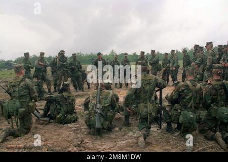 Royal Marines training with anti-tank weapons aboard HMS Hermes as she ...