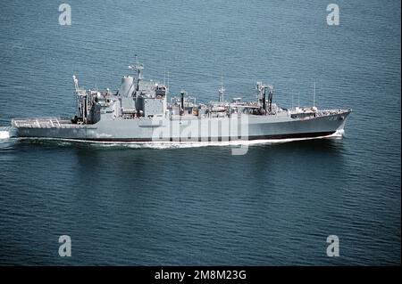 A starboard quarter view of the ammunition ship USS PYRO (AE 24 ...