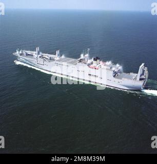 Aerial port quarter view of the Military Sealift Command vehicle transport ship USNS GORDON (T ...